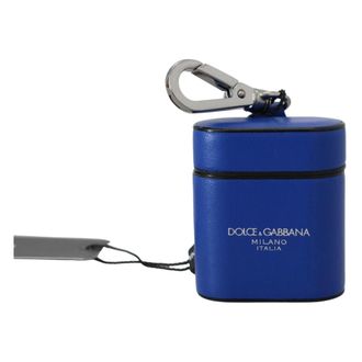 Dolce & Gabbana unisex, Accessoires, Bleu, Taille: ONE Size &Eacute;tui Luxueux en Cuir pour Airpods