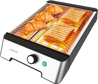 Cecotec Horizontaler Toaster - Flacher Toaster 3 Widerst&auml;nde NiceSlice Inox. 1000W, Alle Arten von Brot oder Geb&auml;ck, Quarzwiderst&auml;nde, Edelstahl-Oberfl&auml;chen, 