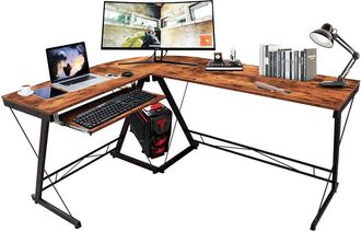 Oye Swimwear Gro&szlig;er L-f&ouml;rmiger Schreibtisch, 158 * 120 * 73CM Gaming Tisch mit Tastaturfach, Eck-Arbeitsplatz mit Schreibtisch, platzsparender B&uuml;rotisch, Homeoffic