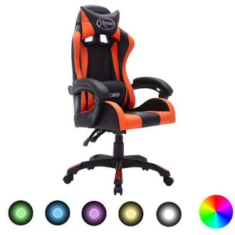 vidaXL Vidaxl - Gaming-Stuhl mit rgb LED-Leuchten Orange und Schwarz Kunstleder