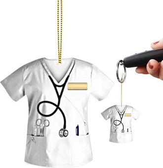 Generic Porte-clés pendentif - Ornement en forme duniforme dinfirmière en acrylique pour automobile | Accessoires de réflecteur de rétroviseur pour poignée de