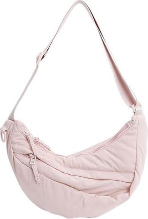 Generic Sac &agrave; bandouli&egrave;re en nylon pour femme, sac &agrave; bandouli&egrave;re raviolis, sac &agrave; main pour voyage en plein air, sac l&eacute;ger motif lune, rose, 17.6inch