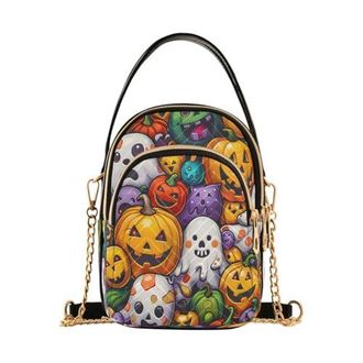 Mnsruu Petit sac &agrave; bandouli&egrave;re amusant en cuir avec citrouille pour femme