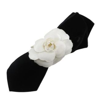 Chanel Barrette &agrave; cheveux Pre-owned Cam&eacute;lia Ruban Velours - Femme - Pre-owned - Noir - Taille: ONE Size