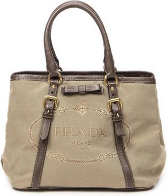 Prada Crossbody Bags - Jacquard Bow Tote - Gr. unisize - in Braun - f&uuml;r Damen
