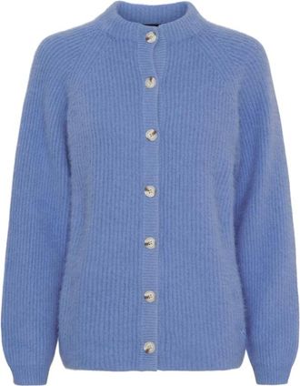 BTF-CPH Btfcph, Femme, Pulls, Bleu, Taille: 42 FR Cardigan en cachemire et m&eacute;lange de raton laveur
