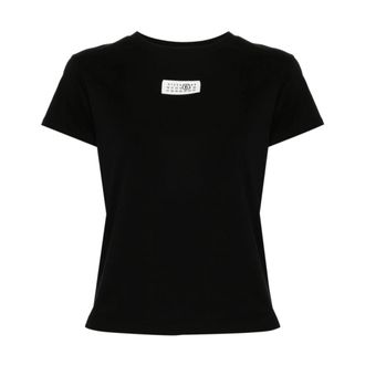 Maison Margiela Schwarzes Baumwoll-Jersey T-Shirt mit Rundhalsausschnitt - - Tops - Damen - Schwarzk - S