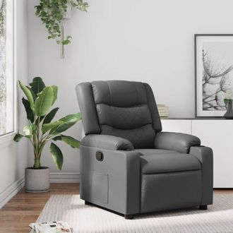 vidaXL Vidaxl - Fauteuil relax inclinable gris en similicuir - Inclinaison manuelle 135&deg; - Large accoudoirs rembourr&eacute;s - Dimensions 77x93x99cm