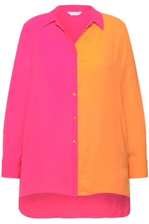 Miamoda Damen große Größen Übergrößen Plus Size Bluse, A-Linie, Satin, Colorblocking, Langarm neon Berry 50 833970586-50