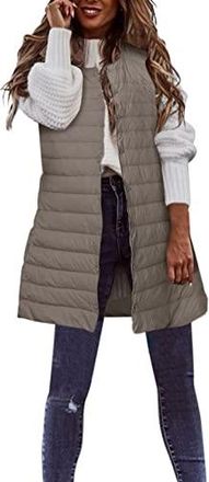 Generic Vestes dhiver longues pour femmes 2026 manteau fin et l&eacute;ger en duvet d&eacute;contract&eacute; mince et matelass&eacute; veste dext&eacute;rieur avec poches, kaki, XS