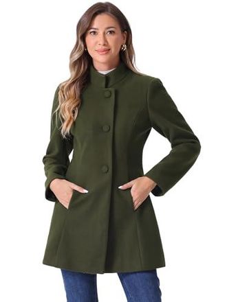 Allegra K Manteau dhiver &eacute;l&eacute;gant pour femmes, mi-cuisse, col montant, caban mi-long &agrave; boutonnage classique Arm&eacute;e Verte L