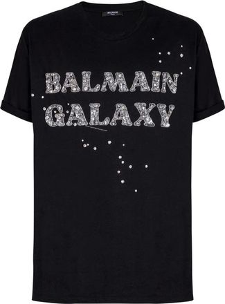 Balmain Homme, Tops, Gris, Taille: M T-shirt brod&eacute; Galaxy