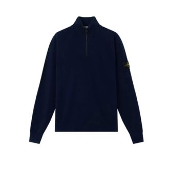 Stone Island Feinstrick-Pullover mit halbem Rei&szlig;verschluss - - Knitwear - Herren - Blau - S