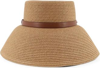 Max Mara Femme, Accessoires, Beige, Taille: 57 CM Chapeau &agrave; Bord Large avec Logo en M&eacute;tal