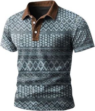 Generic DENGJIAMY Polo en tricot imprim&eacute; pour homme Business Casual Tops Outdoor Grande taille Golf T-shirt &agrave; col tendance pour hommes T-shirts &agrave; manches cour