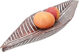 Guru Shop Upcycling Obstschale, Dekoschale in Blattform aus Balsaholz - M2, 7x65x18 cm