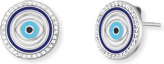 Engelsrufer Damen Ohrringe Ohrstecker aus Sterling Silber mit Nazar Auge Symbol - Steckverschluss - besetzt mit 60 Zirkonia Steinen - nickelfrei - 11mm