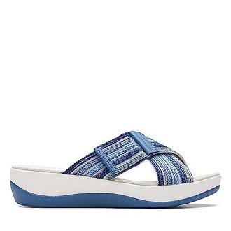 Clarks Femme Arla Wave Sandale Glissante, Blue Combi, 41 EU