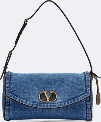 Valentino Garavani Schultertasche DeVain Small aus Denim