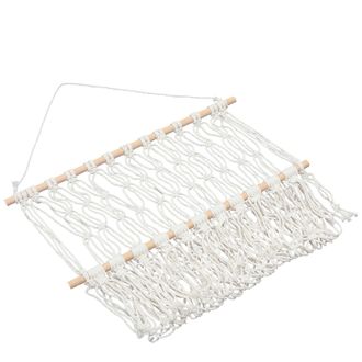 OSALADI Makramee Wandregal aus Baumwollseil und Holz Gewebtes Quastennetz H&auml;ngematte f&uuml;r Kinderzimmer Dekoratives Aufbewahrungsnetz f&uuml;r B&uuml;cher und Deko