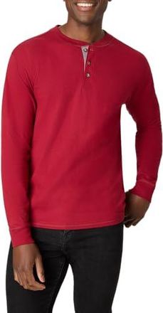 Hanes Mens Long-Sleeve Beefy Henley T-Shirt - Large - Burnt Brick
