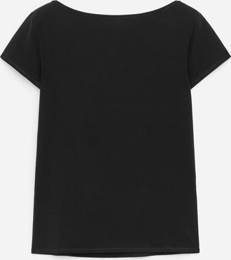 Arket Stretch-T-Shirt Mit U-Boot-Ausschnitt -Schwarz