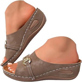 Generic Sandales d&eacute;t&eacute; habill&eacute;es pour femme avec soutien de la vo&ucirc;te plantaire - Semelle orthop&eacute;dique antid&eacute;rapante - Chaussures de marche orthop&eacute;diques &agrave; enfi