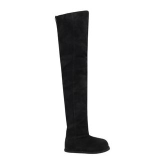 Amina Muaddi Suede Stiefeletten mit runder Kappe und flacher Sohle - - Shoes - Damen - Schwarzk - 38 EU