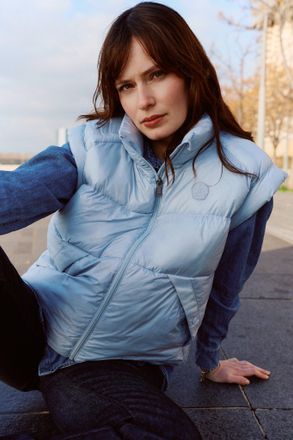 Jott Doudoune courte oversize sans manches Cendre marine Lyna - Taille XS