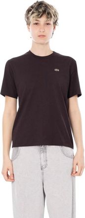 Lacoste Femme, Tops, Brun, Taille: 36 FR T-shirt en coton doux coupe d&eacute;contract&eacute;e