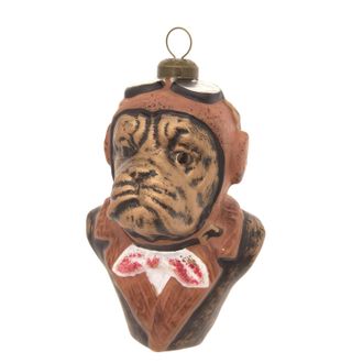 Krebs Glas Lauscha Weihnachtsdekoration/Christbaumschmuck aus Glas - Weihnachtsbaumanh&auml;nger Dystopian Elegance - Motiv: Steampunk Pilot Hund - Gr&ouml;&szlig;e: ca. 8 cm