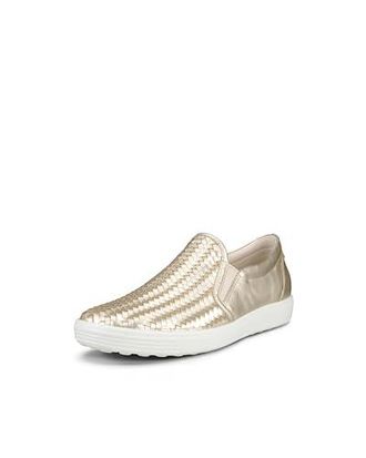 Ecco Baskets Soft 7 Woven Slip on 2.0 pour Femme, Or Blanc Pur, 39 EU