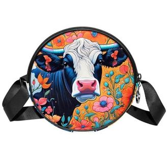 Generic Sac &agrave; bandouli&egrave;re rond pour femme, petit sac &agrave; bandouli&egrave;re avec fermeture &eacute;clair et bretelles r&eacute;glables style d&eacute;contract&eacute; pour femmes et filles