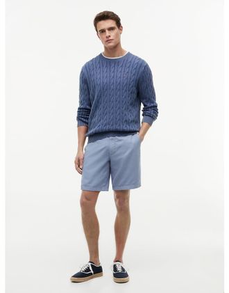 Tommy Hilfiger Dover - Short chino d&eacute;lav&eacute; 8 pouces avec coutures apparentes - Bleu clair