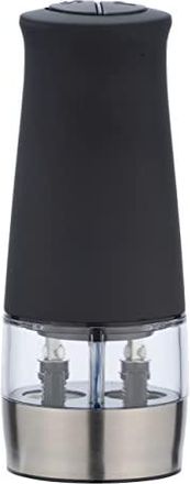 WENKO Moulin électrique 2en1 avec lampe noir Moulin à sel et poivre, avec lumière Noir