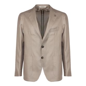 Tagliatore Wollseide-Leinen-Blazer - - Jackets - Herren - Beige - XL