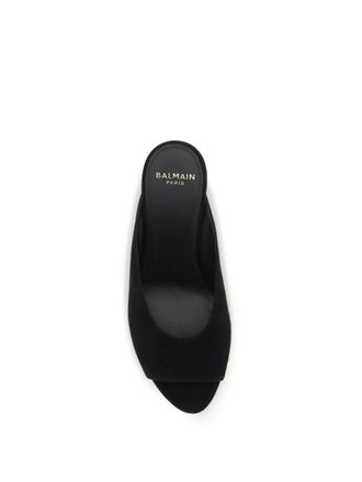 Balmain Open-Toe Suede Mule - Black