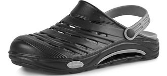 Ladeheid Damen und Herren leichte Eva Clogs Gartenclogs Gartenschuhe KL030 (Schwarz/Grau, 41 EU)