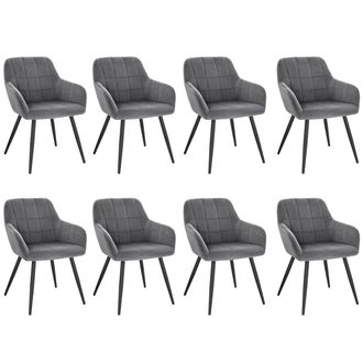 Woltu Esszimmerst&uuml;hle 8er Set Esszimmerstuhl K&uuml;chenstuhl Polsterstuhl Design Stuhl mit Armlehnen, mit Sitzfl&auml;che aus Samt, Gestell aus Metall, modern, Dunke