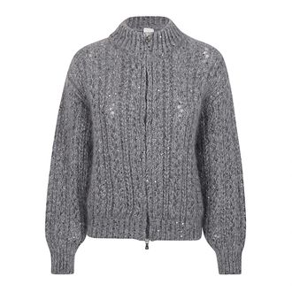 Eleventy Sequin Bomber Sweater - - Knitwear - Damen - Grau - S