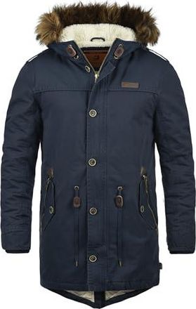 Indicode IDPulsoor Homme Veste dhiver Parka doubl&eacute;e avec doublure et capuche en peluche Poches &agrave; rabat M&eacute;lange de coton Regular Fit, Taille:2XL, Couleur:Navy (
