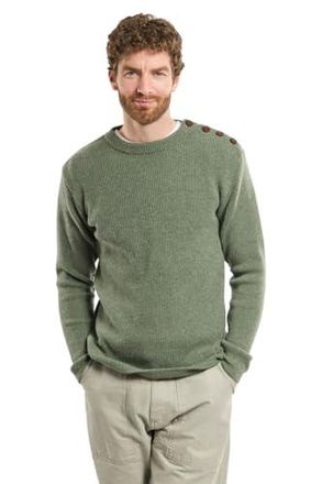 Armor Lux Pull Marin uni avec Boutons en Lambswool Heritage