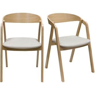 Miliboo Miliboo - Chaises scandinaves empilables en bois clair ch&ecirc;ne et tissu beige (lot de 2) lova