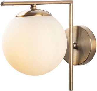 Opviq [NEUWERTIG] Opviq Wandleuchte 7141 Antique Goldfarben Antik Opalglas &oslash; 10 Cm Lampe Leuchte B-Ware