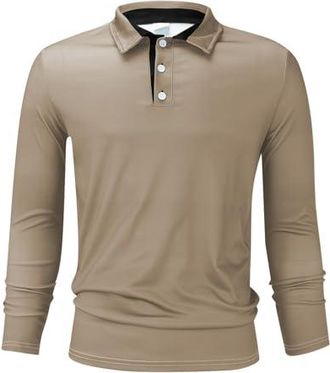 Generic Polo &agrave; manches courtes pour homme - T-shirt basique de tennis - S&eacute;chage rapide - Manches longues - D&eacute;contract&eacute; - Respirant - Athl&eacute;tique - Stretch - Co