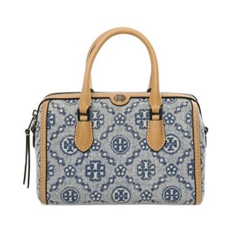 Tory Burch T Monogram Denim Petite Barrel Bag - - Bags - Damen - Blau - ONE SIZE