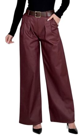 Mississhop 403 Damen Hose aus Kunstleder mit G&uuml;rtel Bordeaux