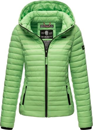 Marikoo Damen Jacke Steppjacke &Uuml;bergangsjacke mit Kapuze gesteppt B600 [B600-Samt-Jade-Green-Gr.XS]