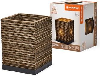 Ledvance Decor Cardboard Square marron en carton ondulé, légère, E27, diamètre 200 mm, abat-jour en matériau recyclé, durabgrâce à une source lumineuse remplaç