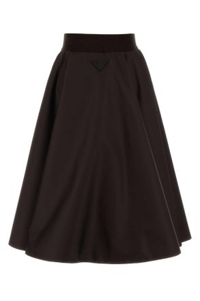 Prada Womens Dark Brown Re-Nylon Skirt Moro Gonne